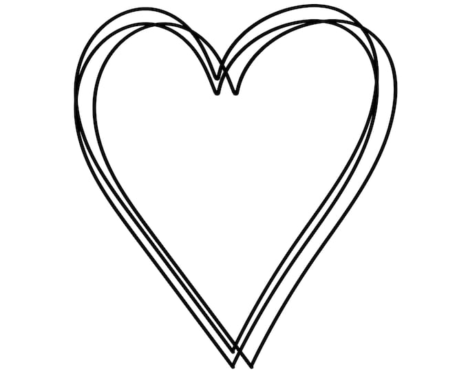 Horizontal Heart Line Art: Black, White & Yellow (digital Download ...