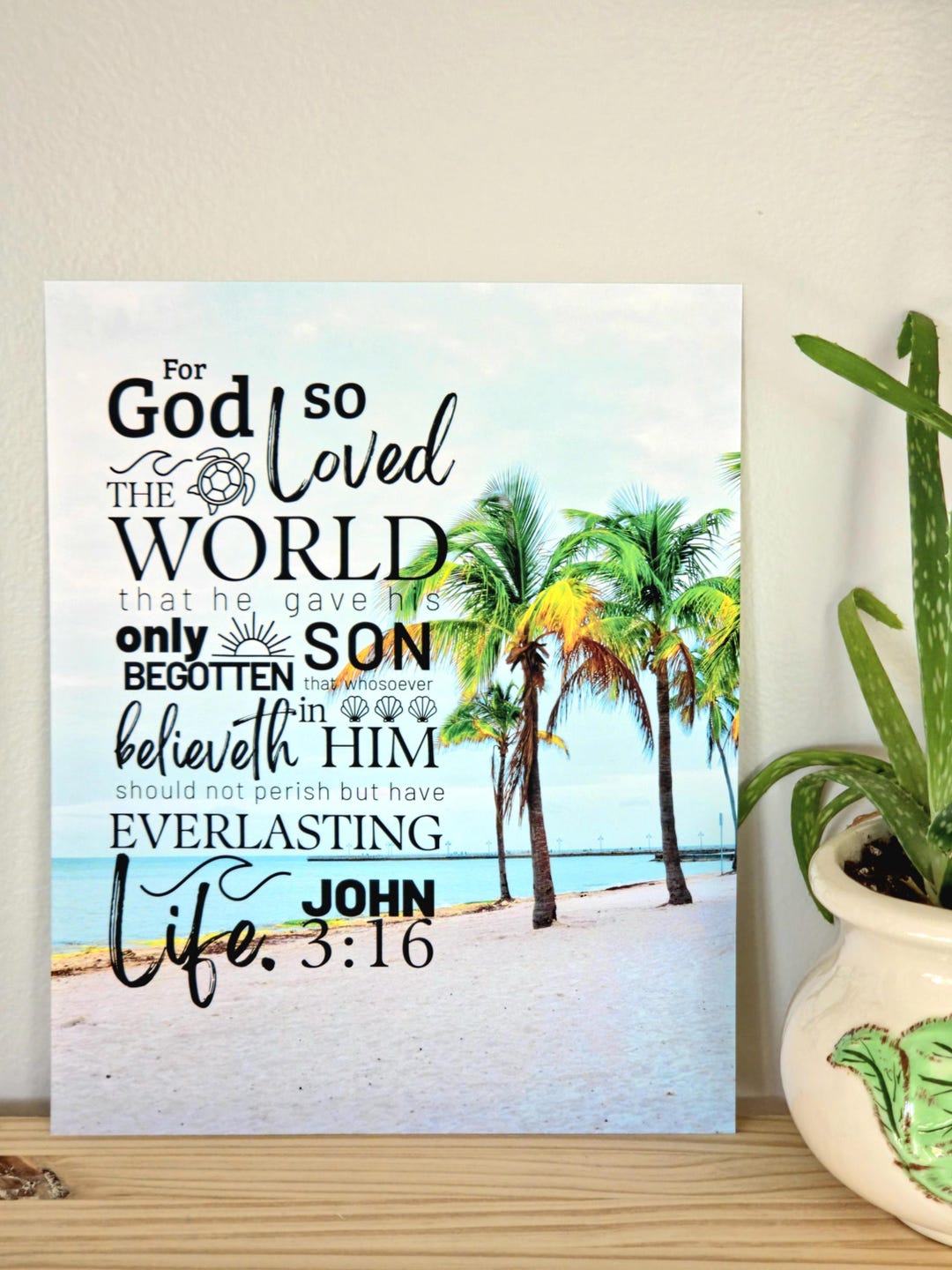 John 316 Print Tropical Bible Verse Palm Tree Christian Wall Decore - Etsy