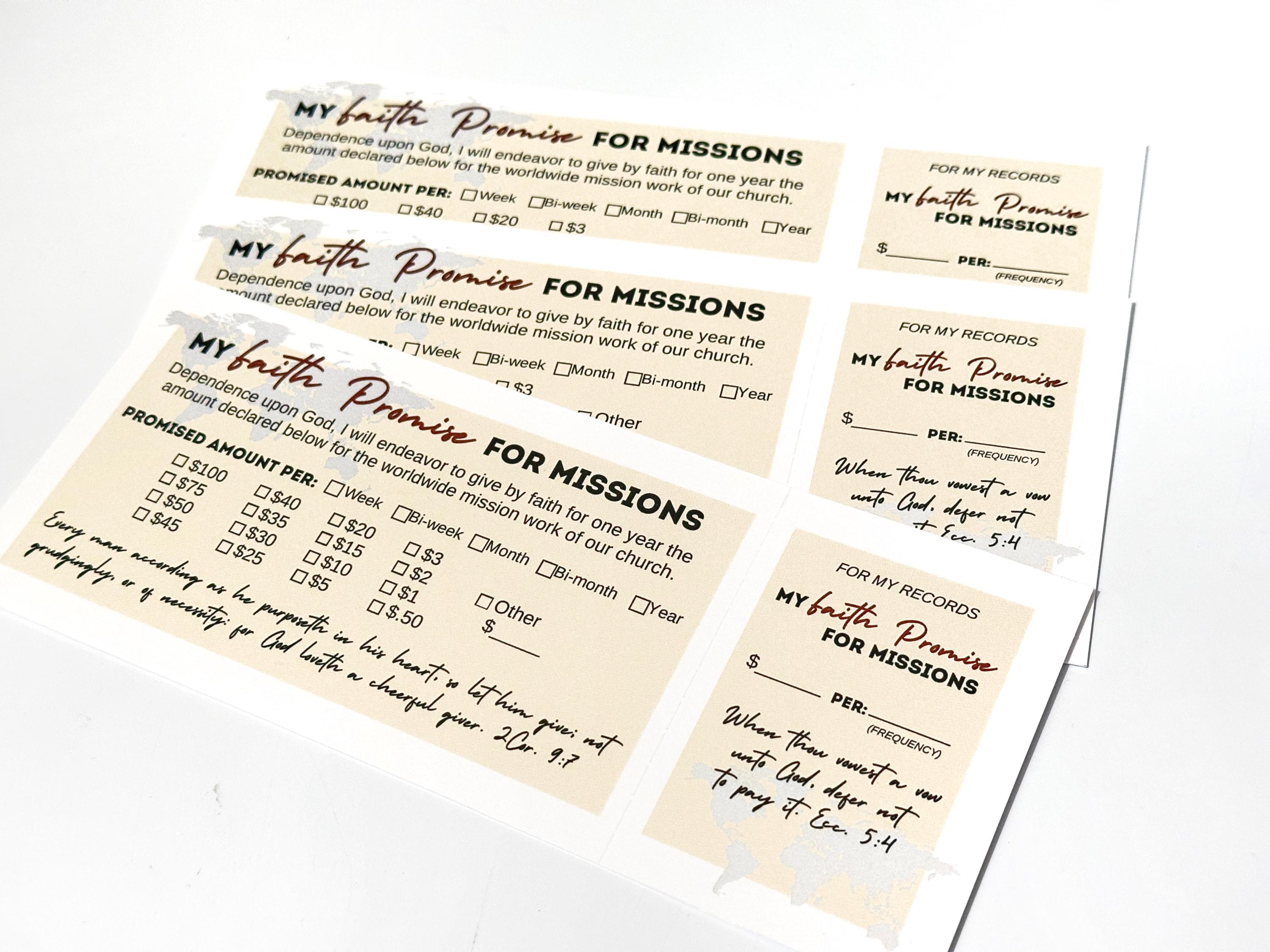 Faith Promise Missions Pledge Card With Tear off Canva Template - Etsy