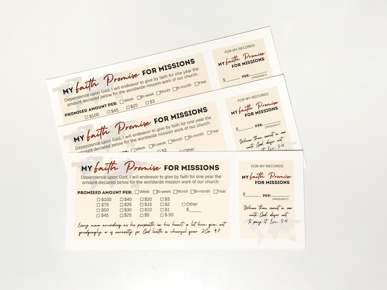 Faith Promise Missions Pledge Card With Tear off Canva Template - Etsy