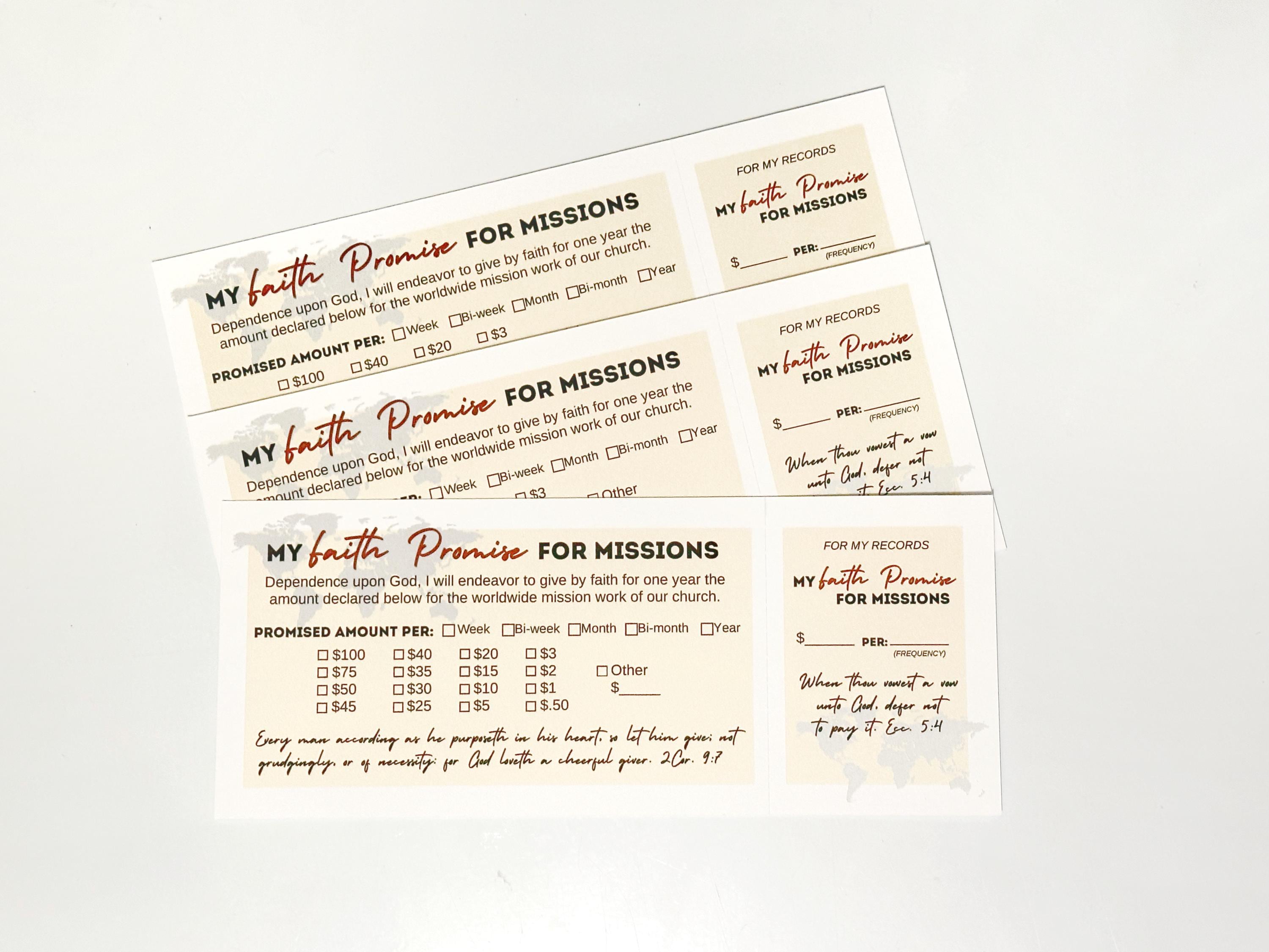 Faith Promise Missions Pledge Card With Tear off Canva Template - Etsy