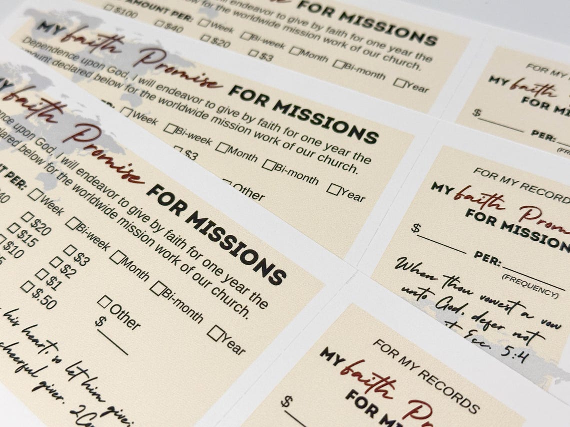 Faith Promise Missions Pledge Card With Tear off Canva Template - Etsy