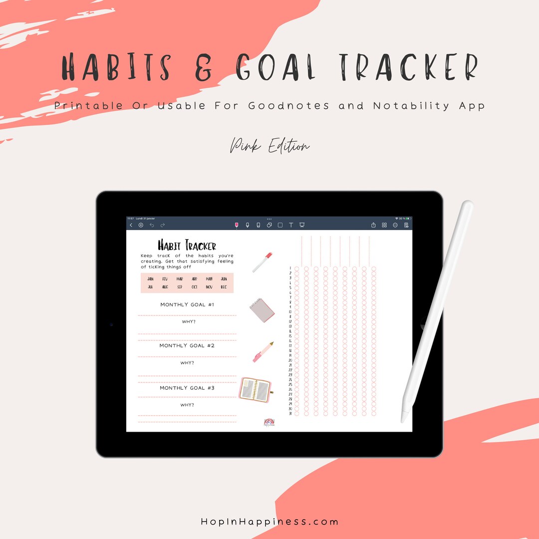 Printable Habit Tracker, Goal Tracker, Planner Inserts, Daily Routine ...