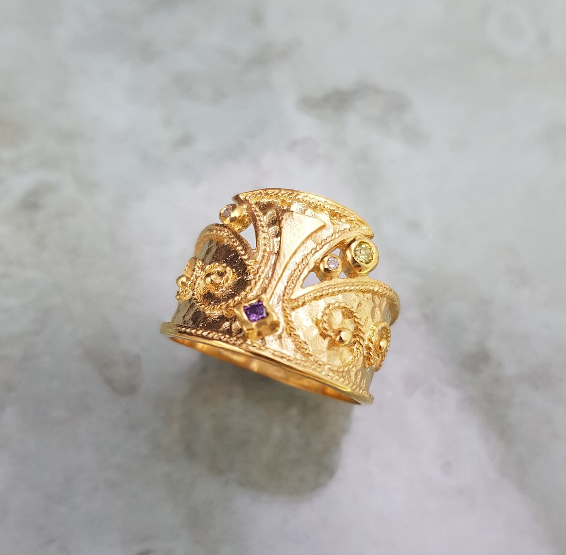 Ancient Byzantine Rings 24k Gold Plated , 9k Yellow Gold and 18k Yellow ...