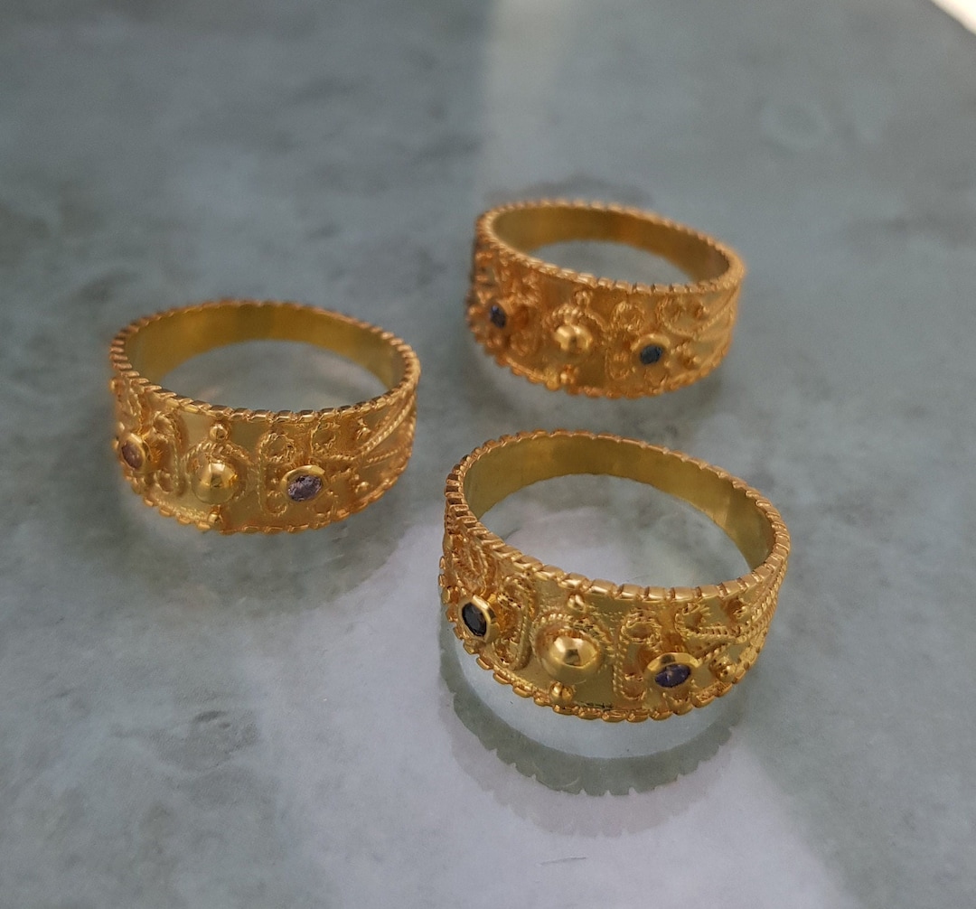 Ancient Byzantine Rings 24k Gold Plated , 9k Yellow Gold and 18k Yellow ...