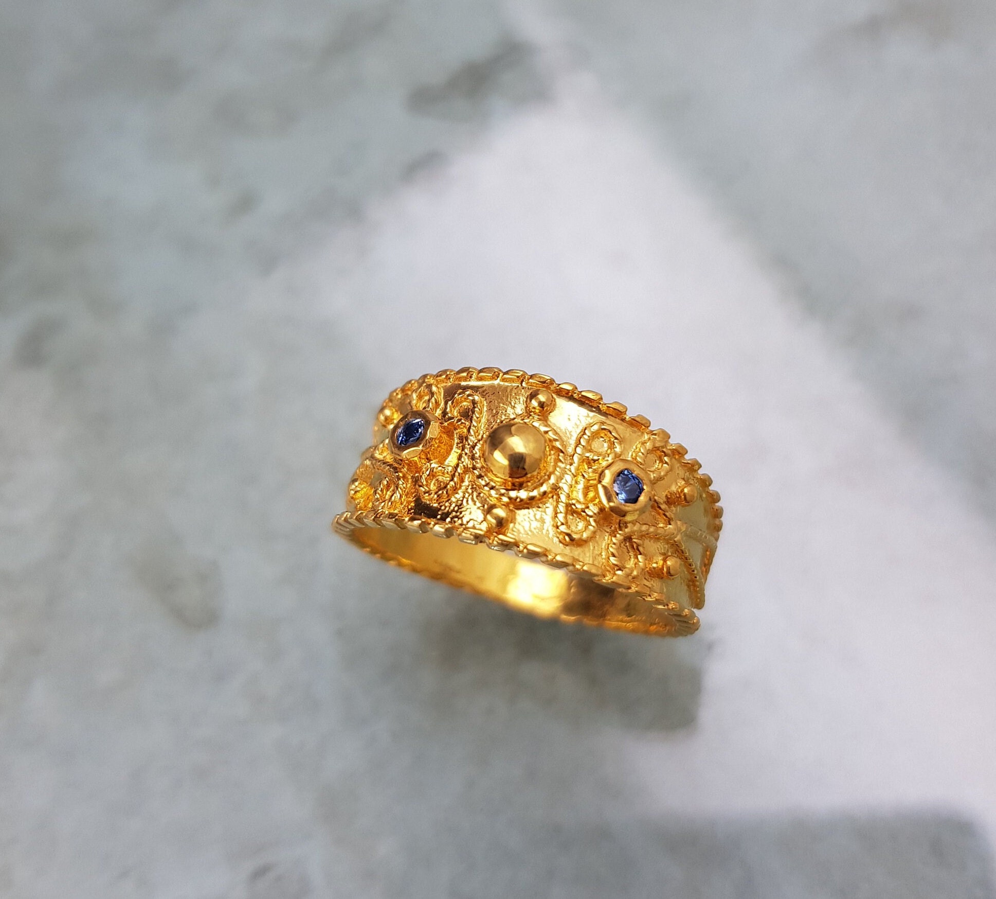 Ancient Byzantine Rings 24k Gold Plated , 9k Yellow Gold and 18k Yellow ...