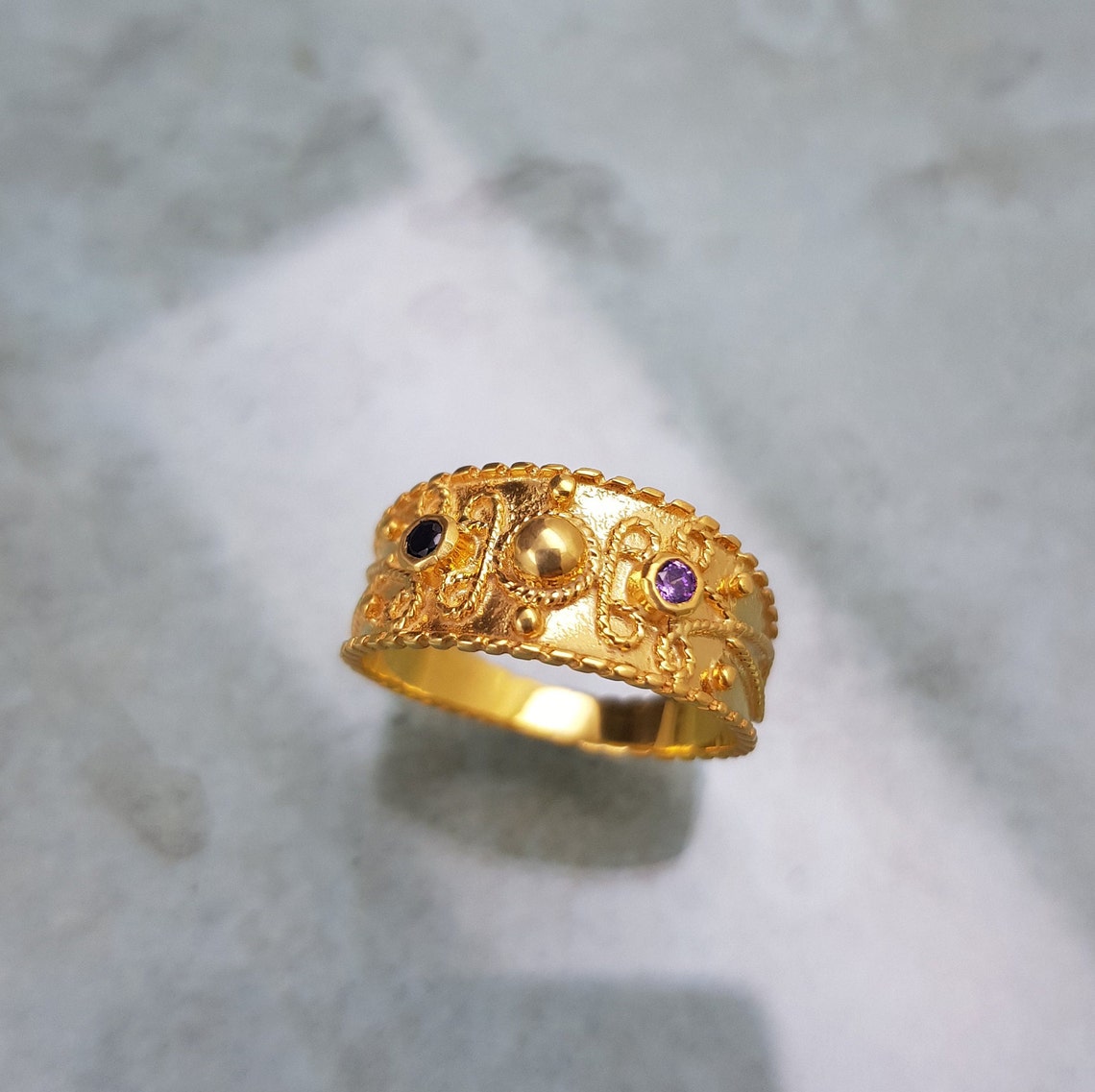 Ancient Byzantine Rings 24k Gold Plated , 9k Yellow Gold and 18k Yellow ...