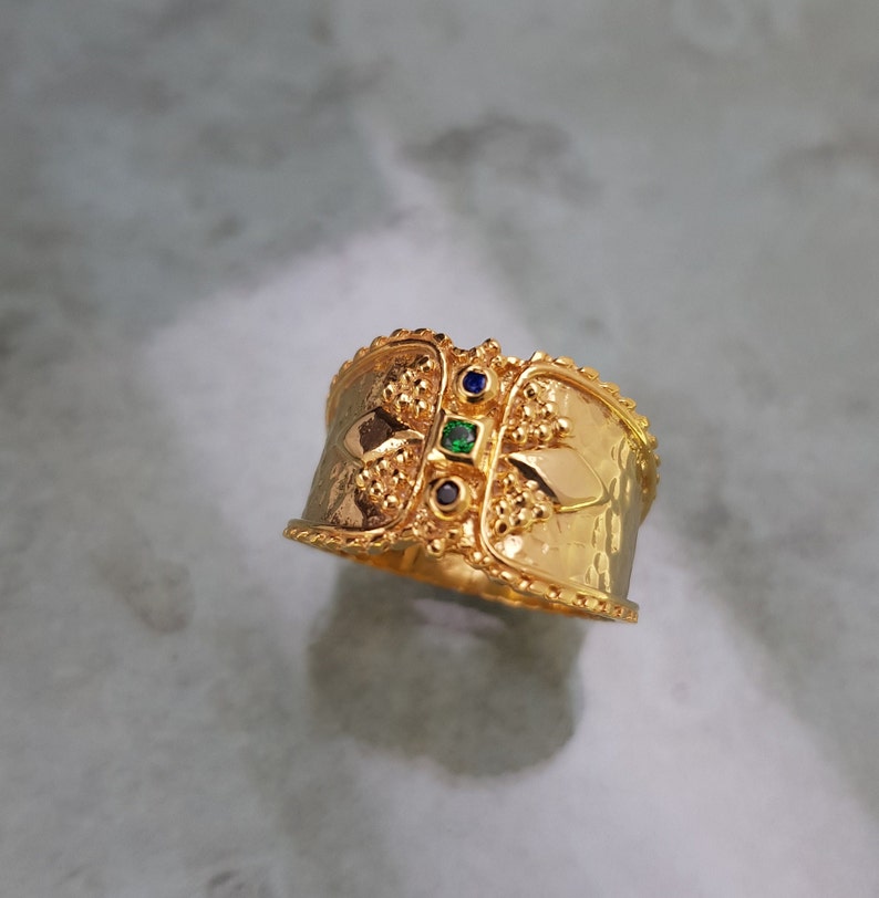 Ancient Byzantine Rings 24k Gold Plated 9k Yellow Gold and - Etsy