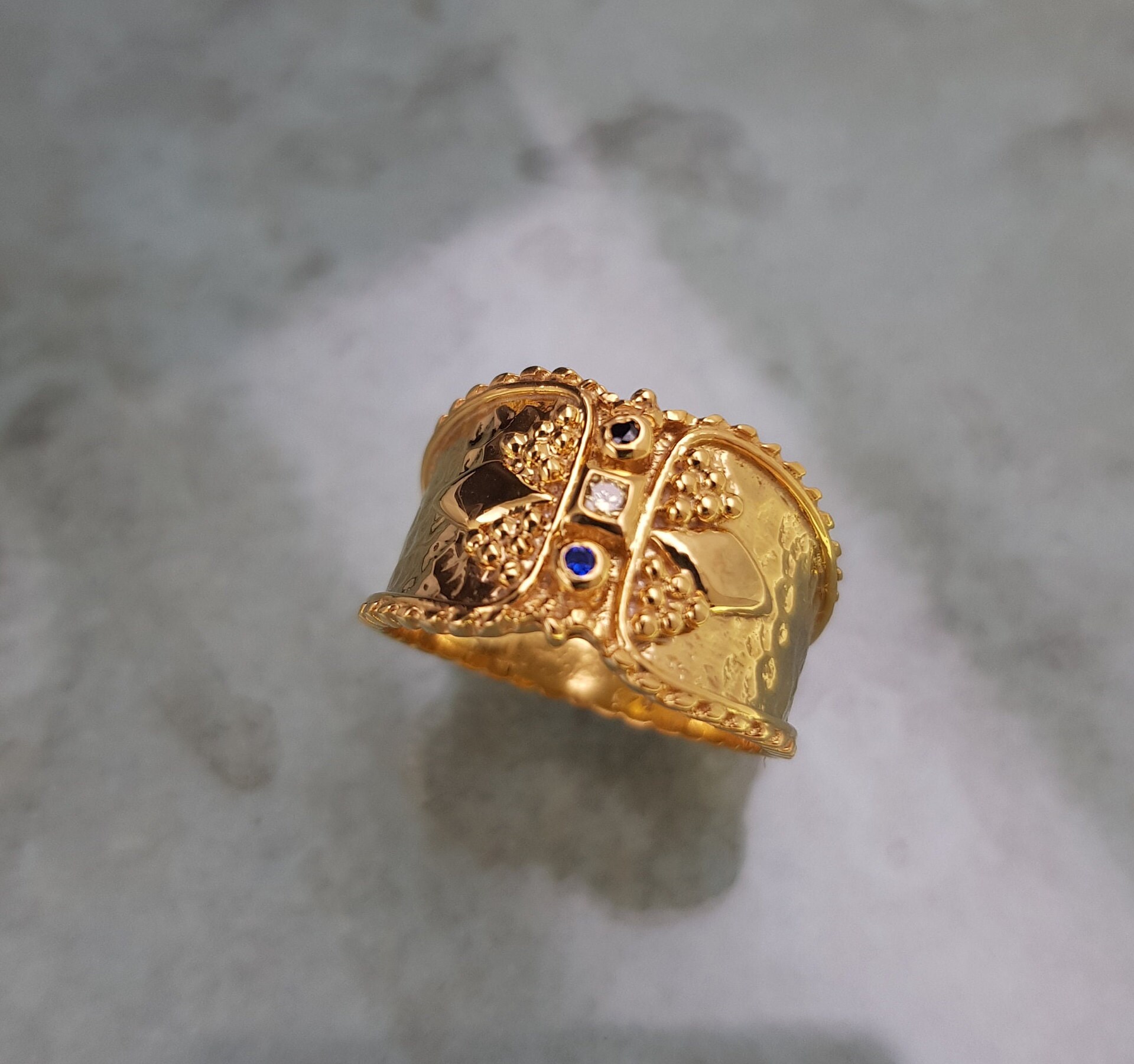 Ancient Byzantine Rings 24k Gold Plated , 9k Yellow Gold and 18k Yellow ...