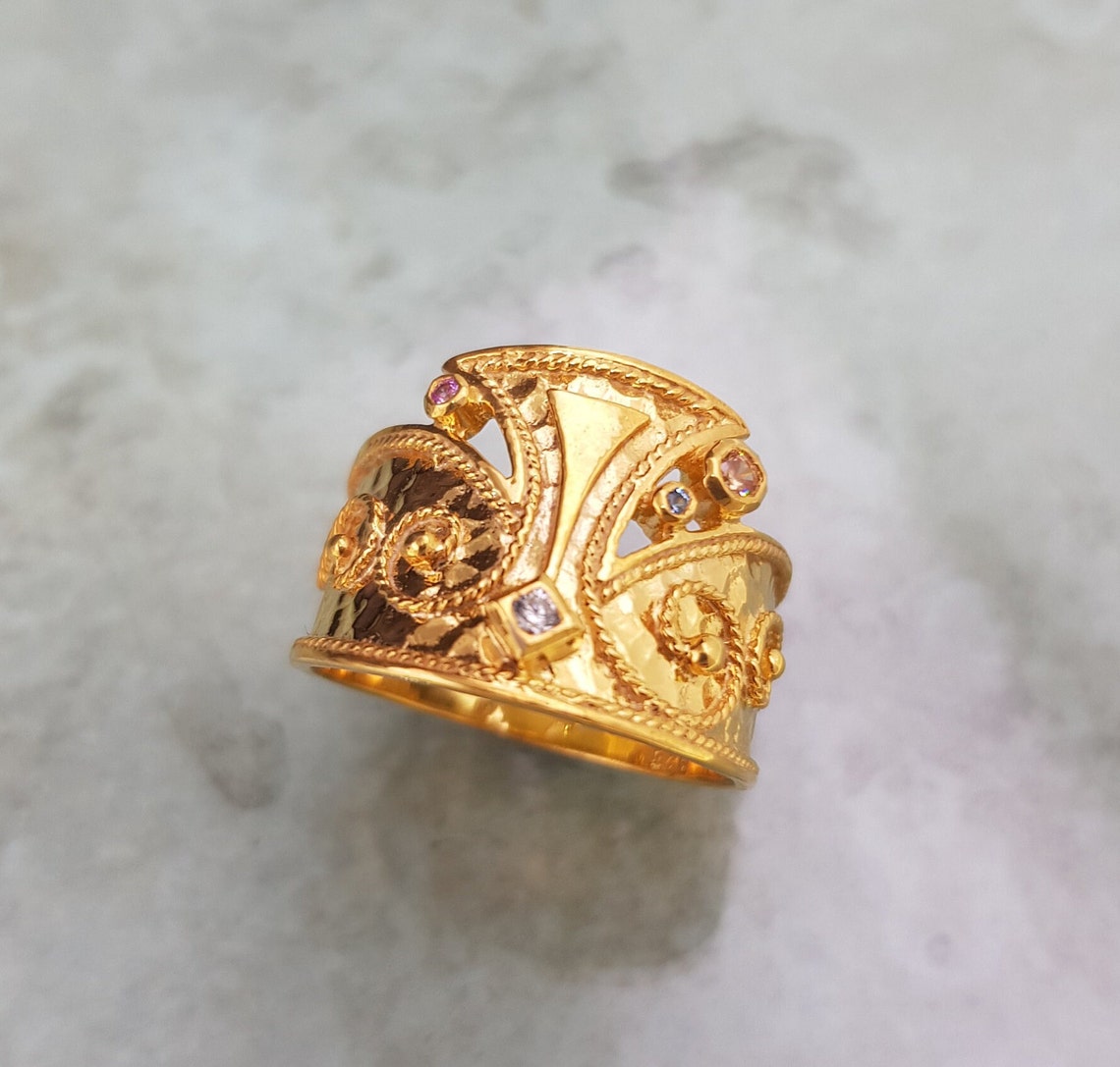 Ancient Byzantine Rings 24k Gold Plated , 9k Yellow Gold and 18k Yellow ...