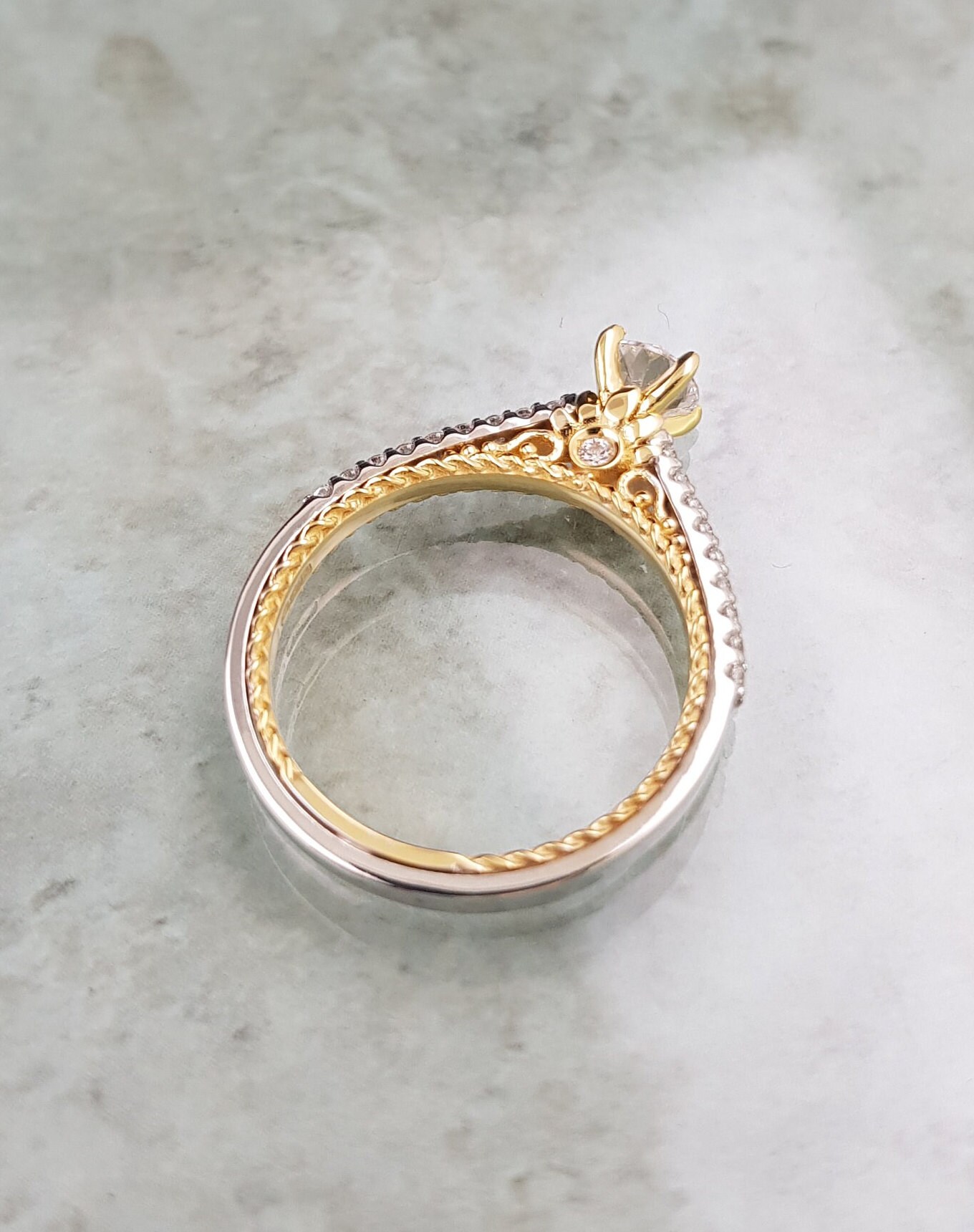 Diamond Hand Carved Engagement Ring - Etsy