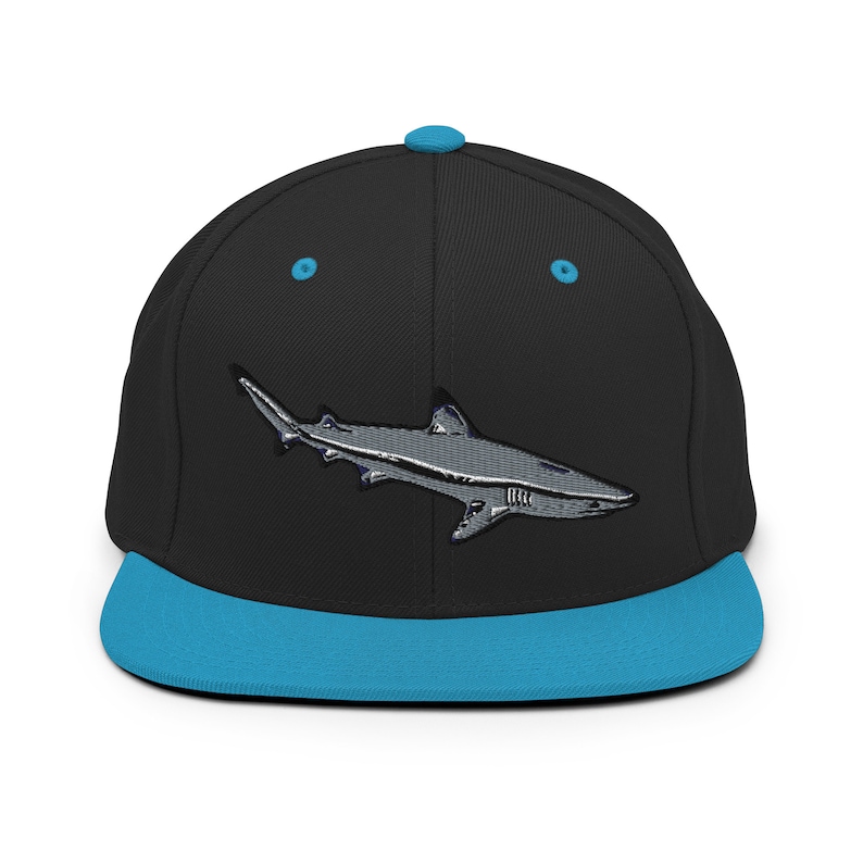 Reef Shark Snapback Hat, Shark Embroidery, Reef Black Tip Shark, Coral ...