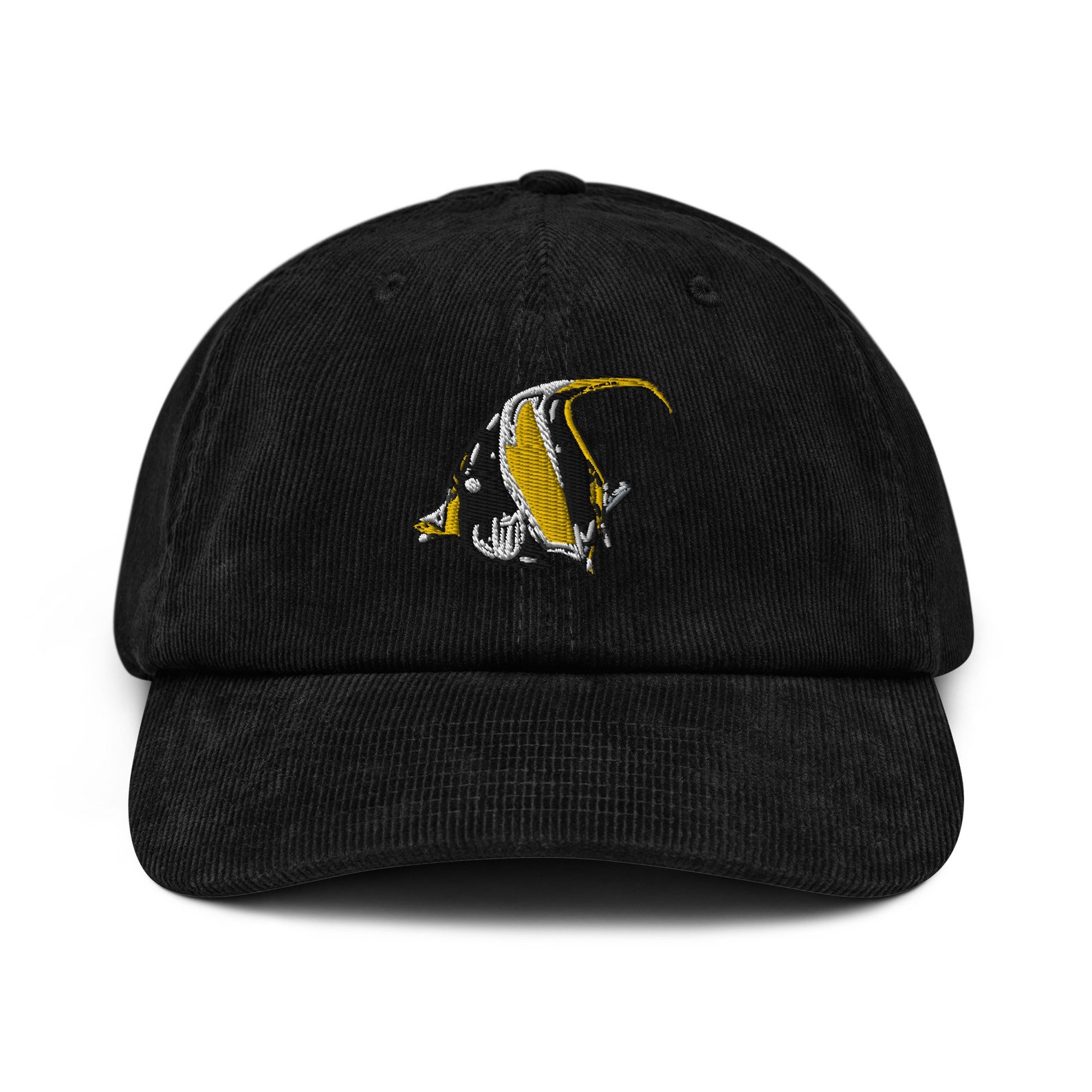 Moorish Idol Yellow Black Fish Corduroy Cotton Cap, Yellow White Stripe ...