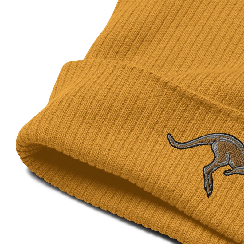 Kangaroo Beanie, Roo Organic Ribbed Beanie, Australian Wildlife Beanie ...