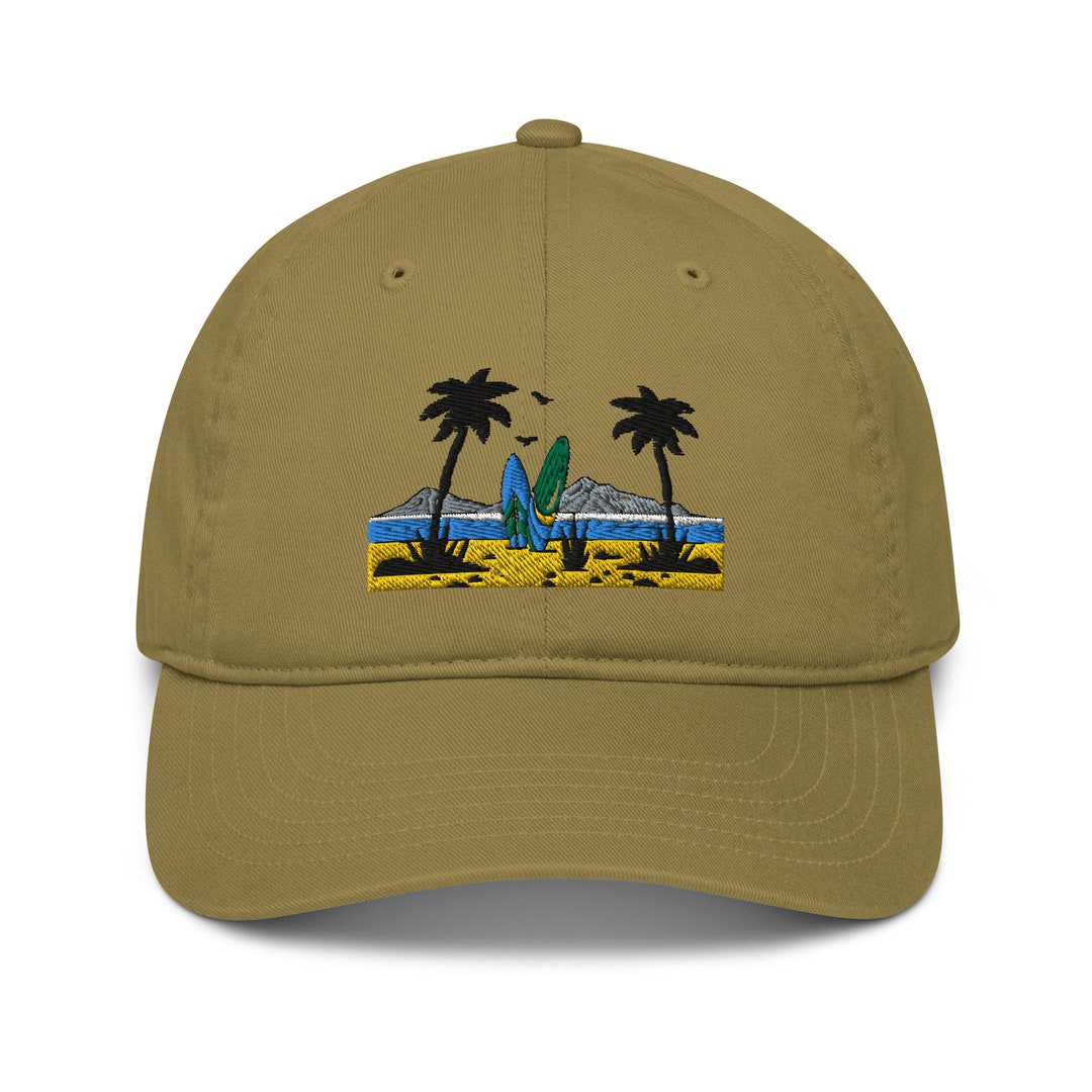 Sea and Surf Embroidered Cap, Coastal Scene Cap, Tropical Surf Cap ...