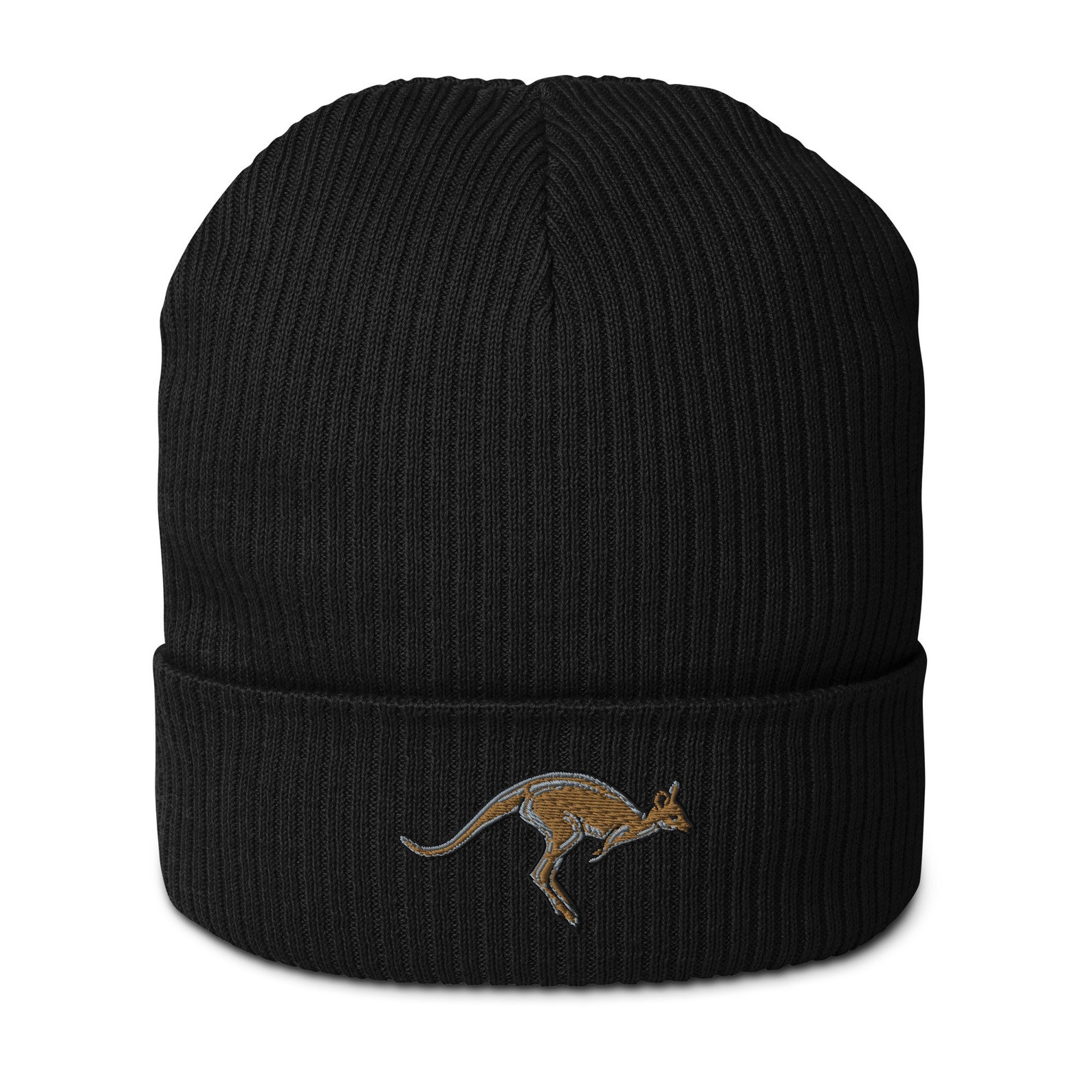 Kangaroo Beanie, Roo Organic Ribbed Beanie, Australian Wildlife Beanie ...