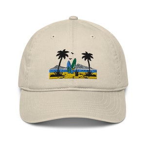 Sea and Surf Embroidered Cap, Coastal Scene Cap, Tropical Surf Cap ...