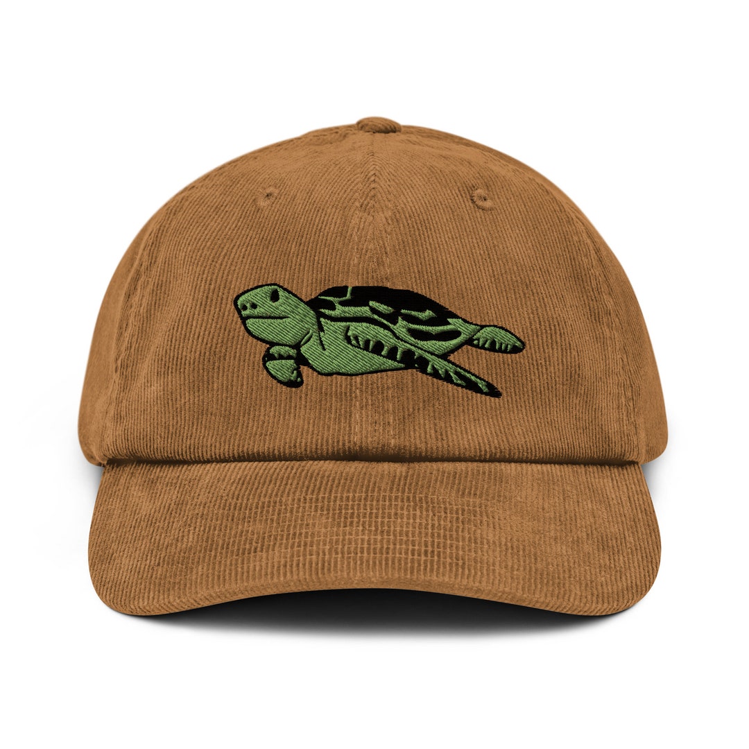 Sea Turtle Corduroy Hat, Sea Life Hat, Sea Turtle Embroidery, Diving ...