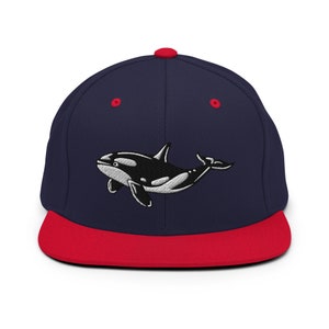 Orca Whale Snapback Hat, Killer Whale Hat, Whale Embroidery, Ocean Cap ...