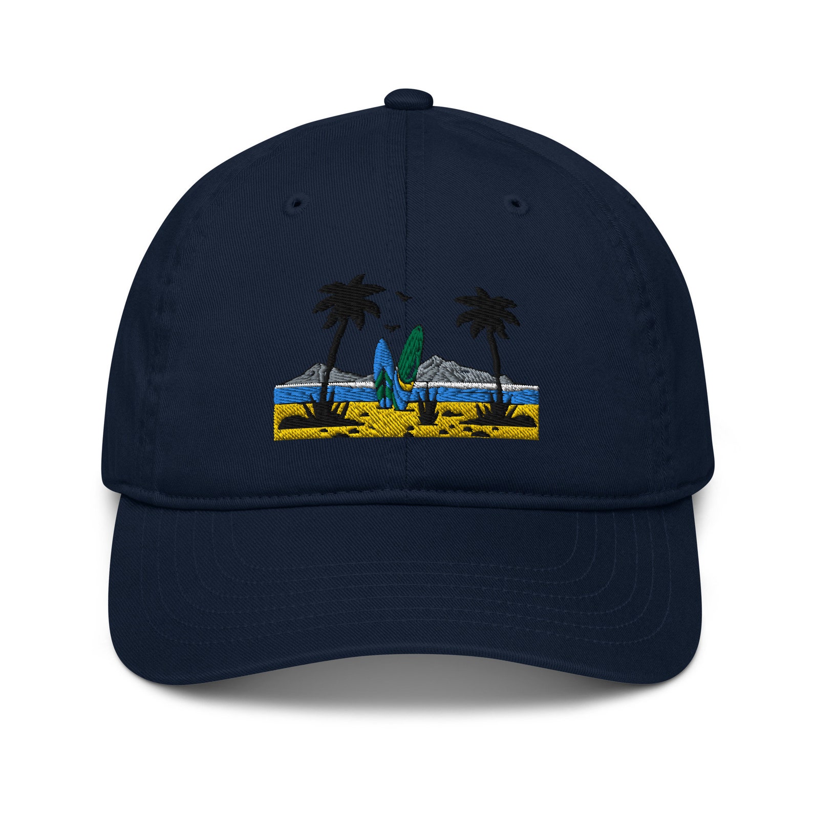 Sea and Surf Embroidered Cap, Coastal Scene Cap, Tropical Surf Cap ...