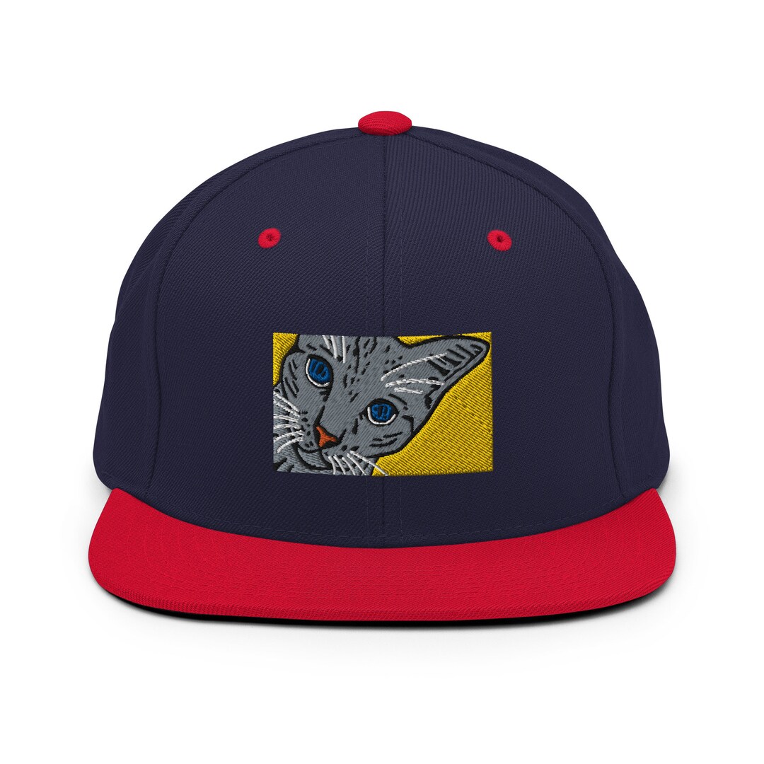 Kitty Cat Snapback Hat, Cat Embroidery, Kitty Design Hat, Unique Cat ...