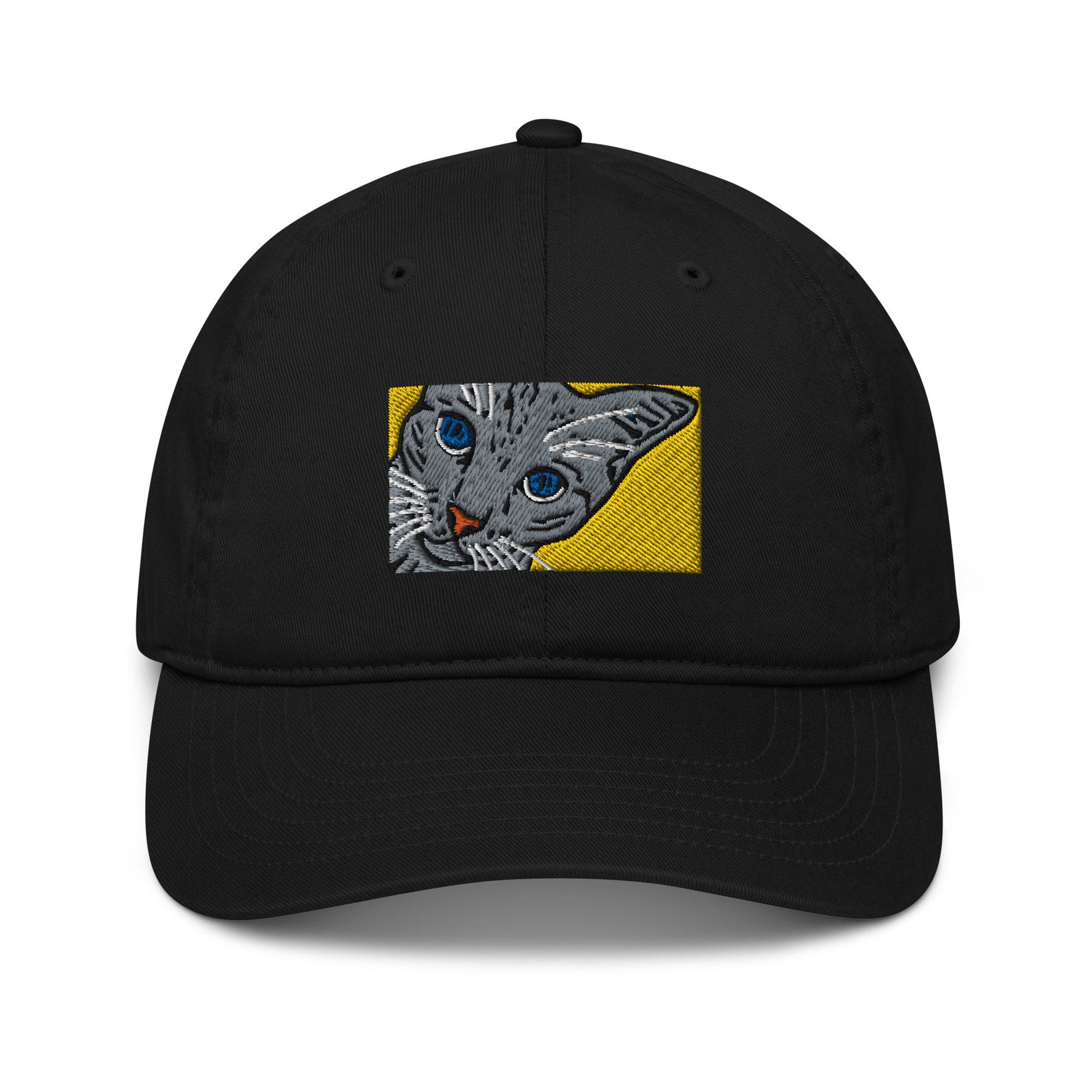 Kitty Cat Organic Baseball Cap, Cat Embroidery, Kitty Design Hat ...