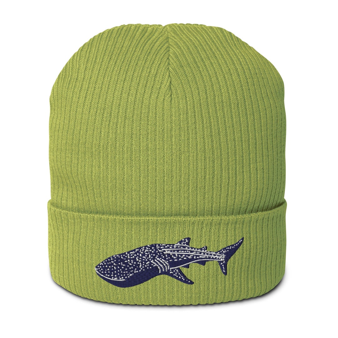 Whale Shark Organic Ribbed Beanie, Eco Hat, Ocean Animal Embroidery ...