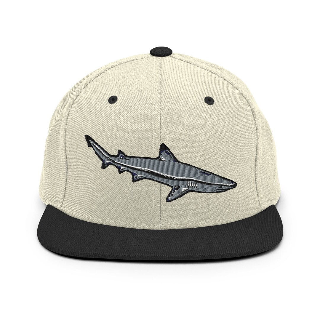 Reef Shark Snapback Hat, Shark Embroidery, Reef Black Tip Shark, Coral ...