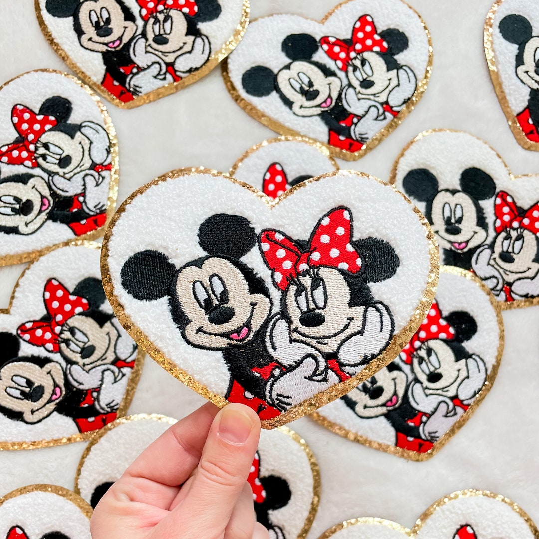 In Love Mickey and Minnie Patch. Chenille Valentine's Day Patches ...
