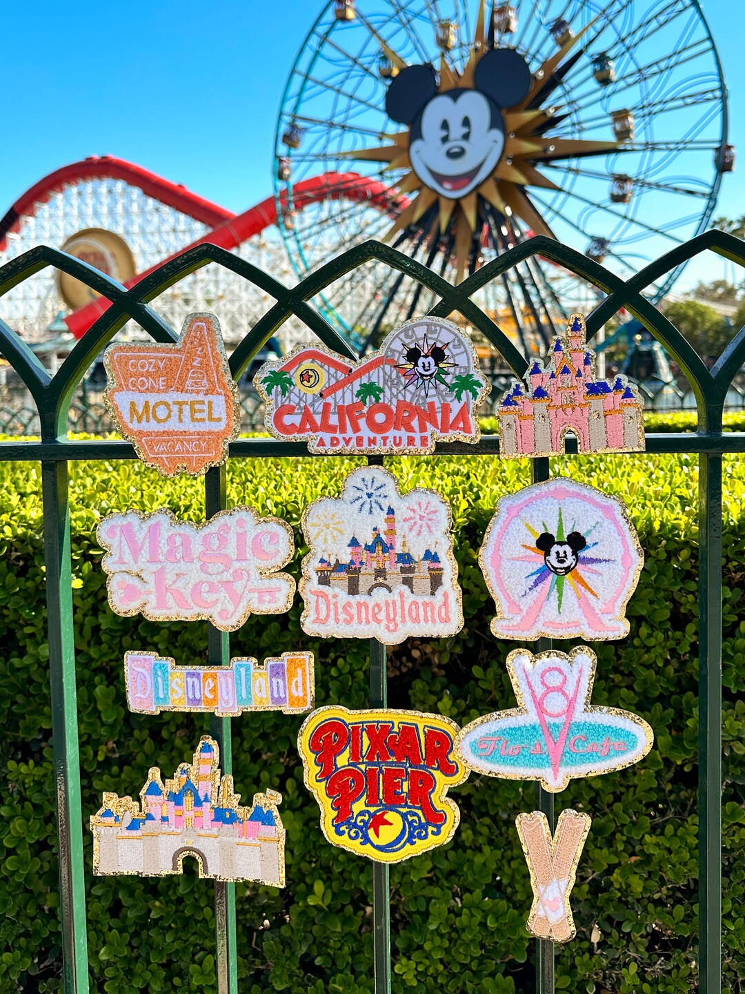 Disneyland Patches: Gold Glitter Iron-on - Castle, Pixar Pier, Fun ...