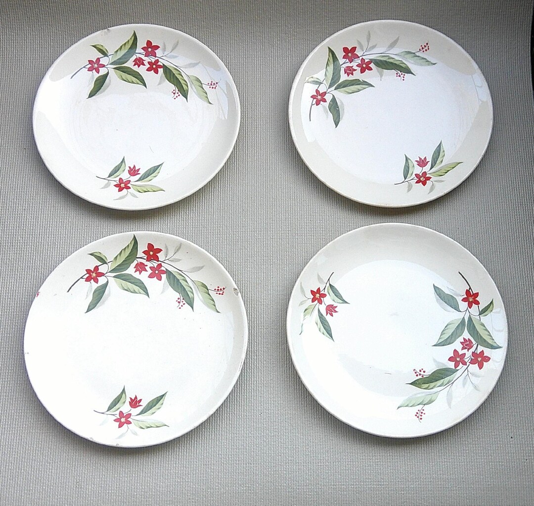 Vintage Ballerina Universal Oven Proof Set of Four Saucers-red Flowers ...