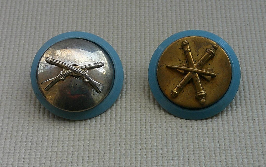 Vintage Pair of Army Artillery Lapel Pins-brass/silver-blue-militaria ...