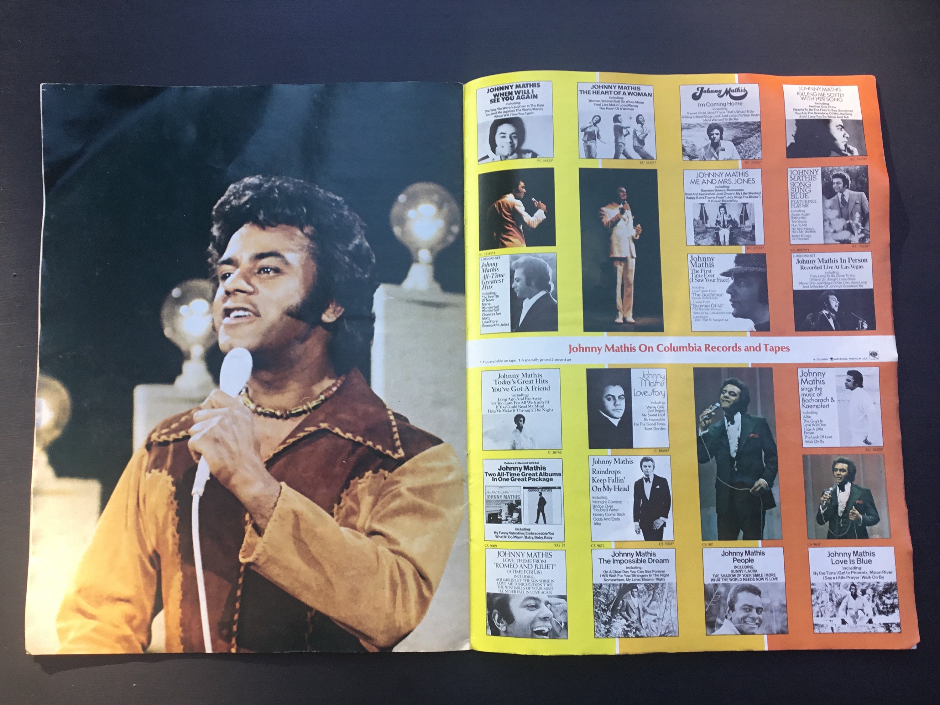 Vintage 1970's Johnny Mathis Show Concert Tour-Souvenir Program Booklet ...