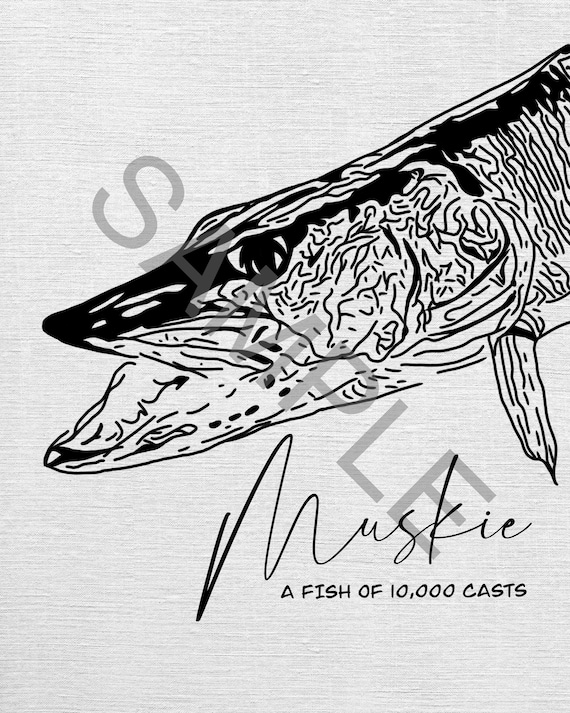 Muskie Fishing Digital Graphic Design Printable Art 8x10 Musky | Etsy