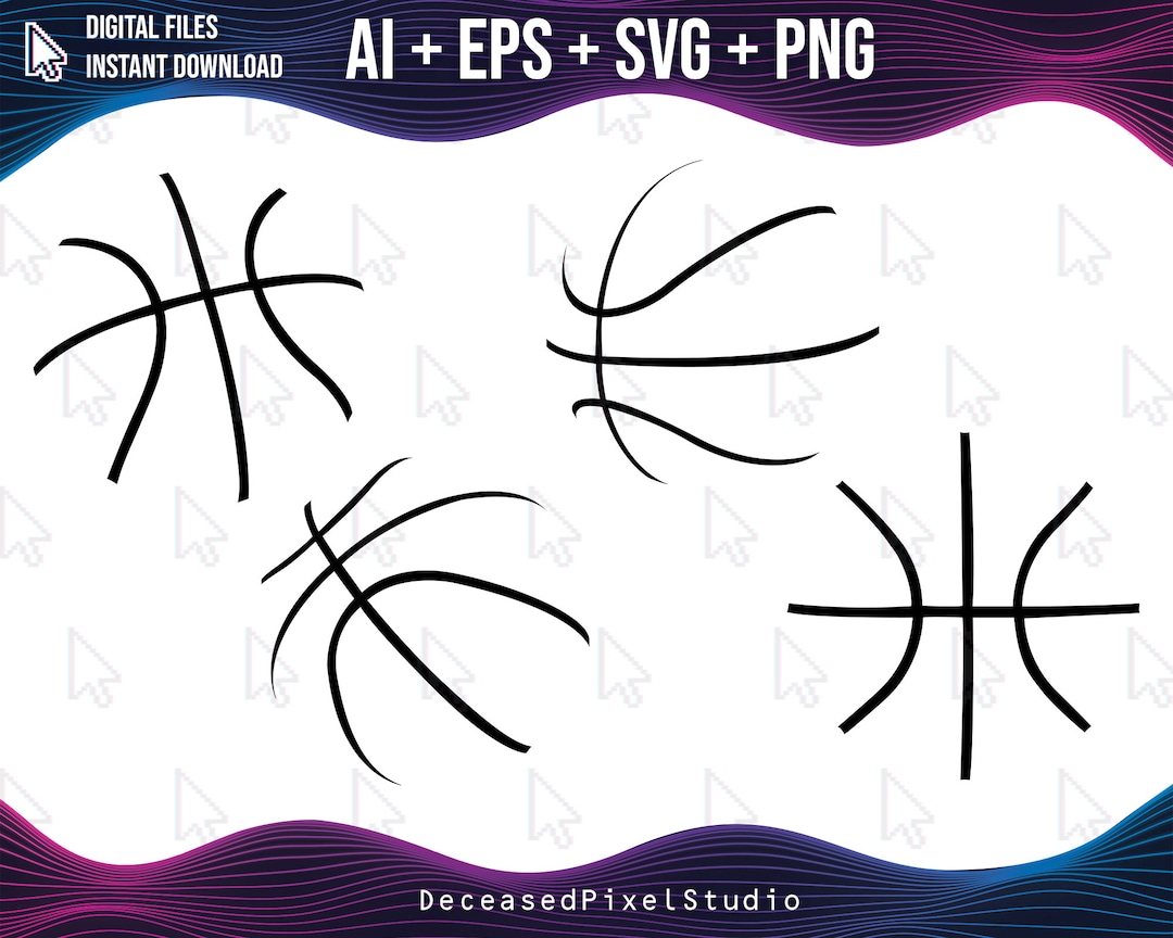 Basketball Ball Outline Vector: Clip Art Design (SVG, PNG, Ai, EPS) - Etsy