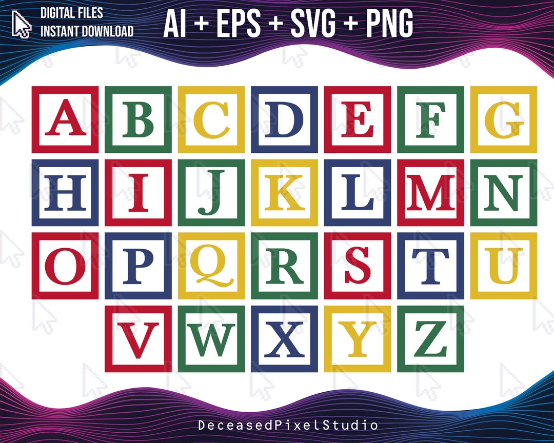 Alphabet Toy Blocks Bundle, Ai, EPS, SVG, PNG, Letter Blocks A-Z Pack ...
