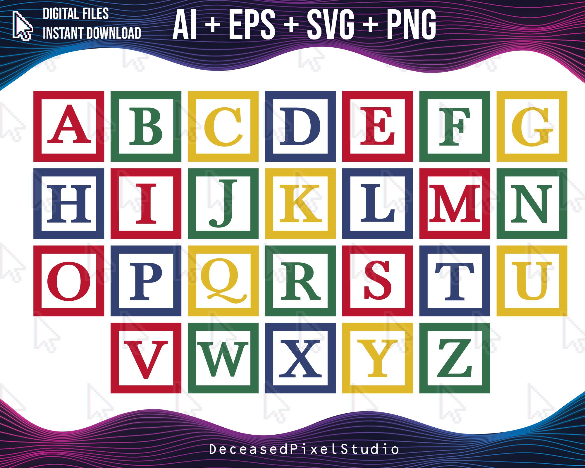 Alphabet Toy Blocks Bundle, Ai, EPS, SVG, PNG, Letter Blocks A-Z Pack ...