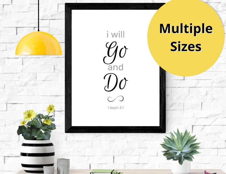 I Will Go & Do 1 Nephi 3:7 Printable Wall Art LDS Missionary Gift Book ...