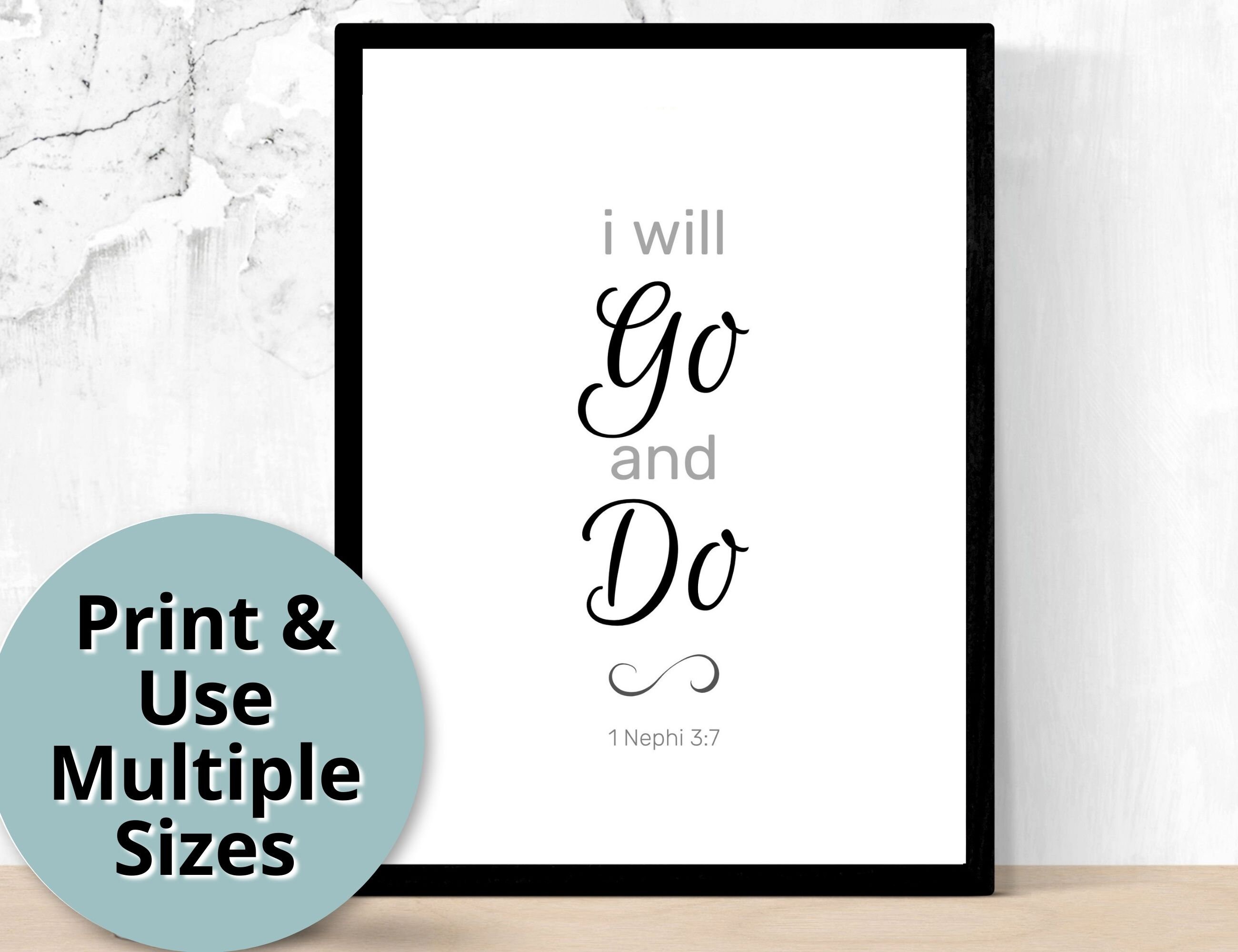 I Will Go & Do 1 Nephi 3:7 Printable Wall Art LDS Missionary Gift Book ...