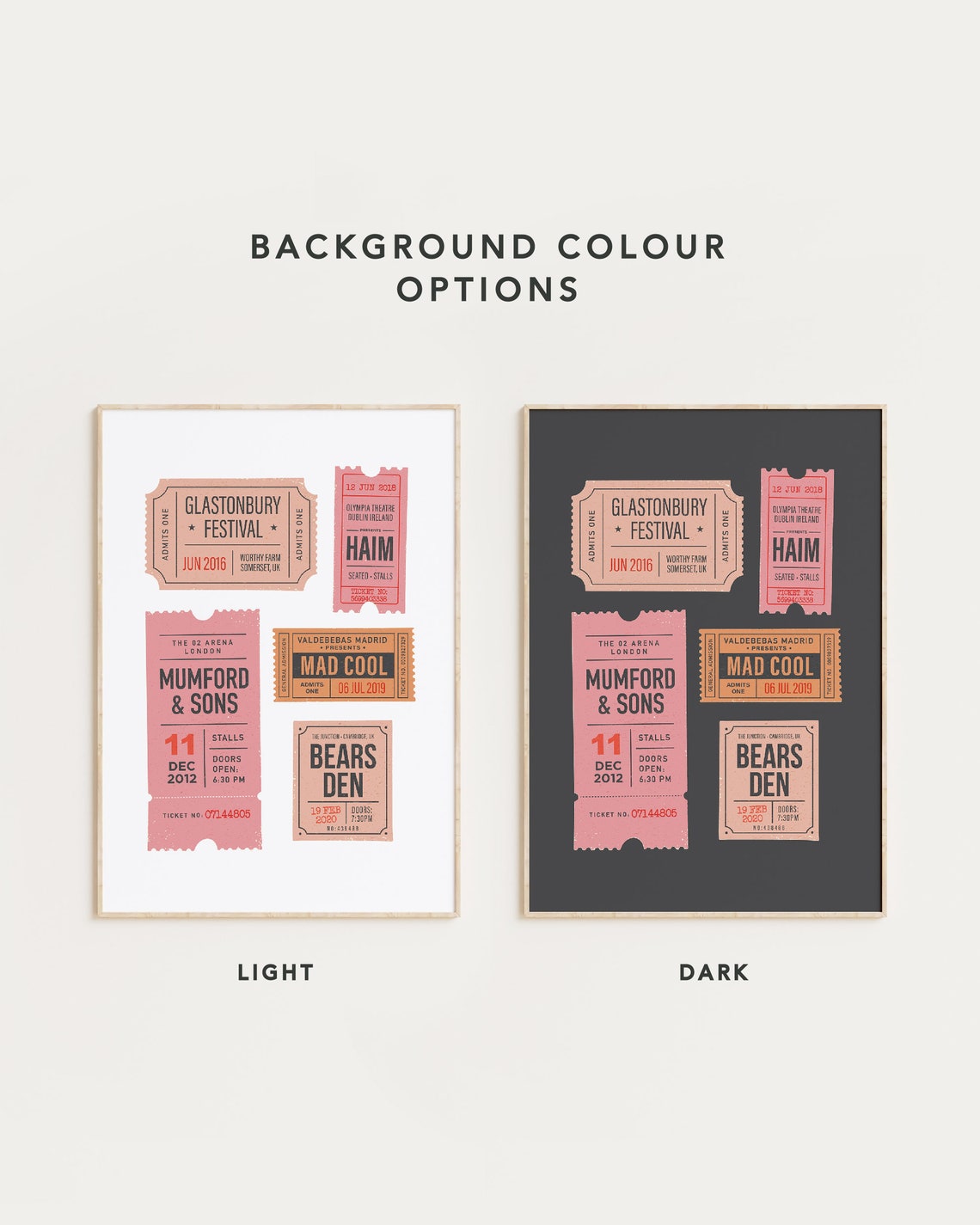 Personalised 5 Retro Gig Ticket Print | Bespoke Theatre or Music Memory ...