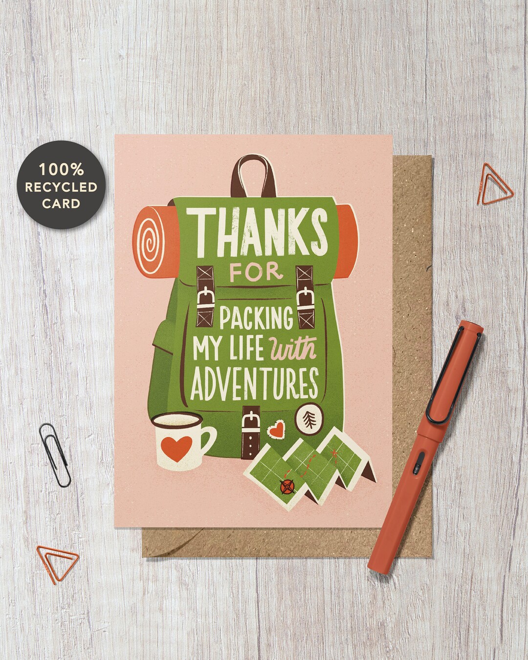 Camping, Hiking, Adventure Illustrated Greeting Card | Eco-friendly ...