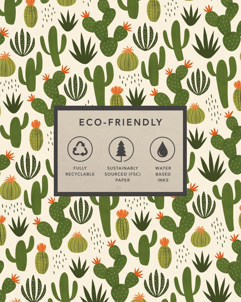 Cactus Plants Eco Gift Wrap Premium Eco Friendly Wrapping Paper ...