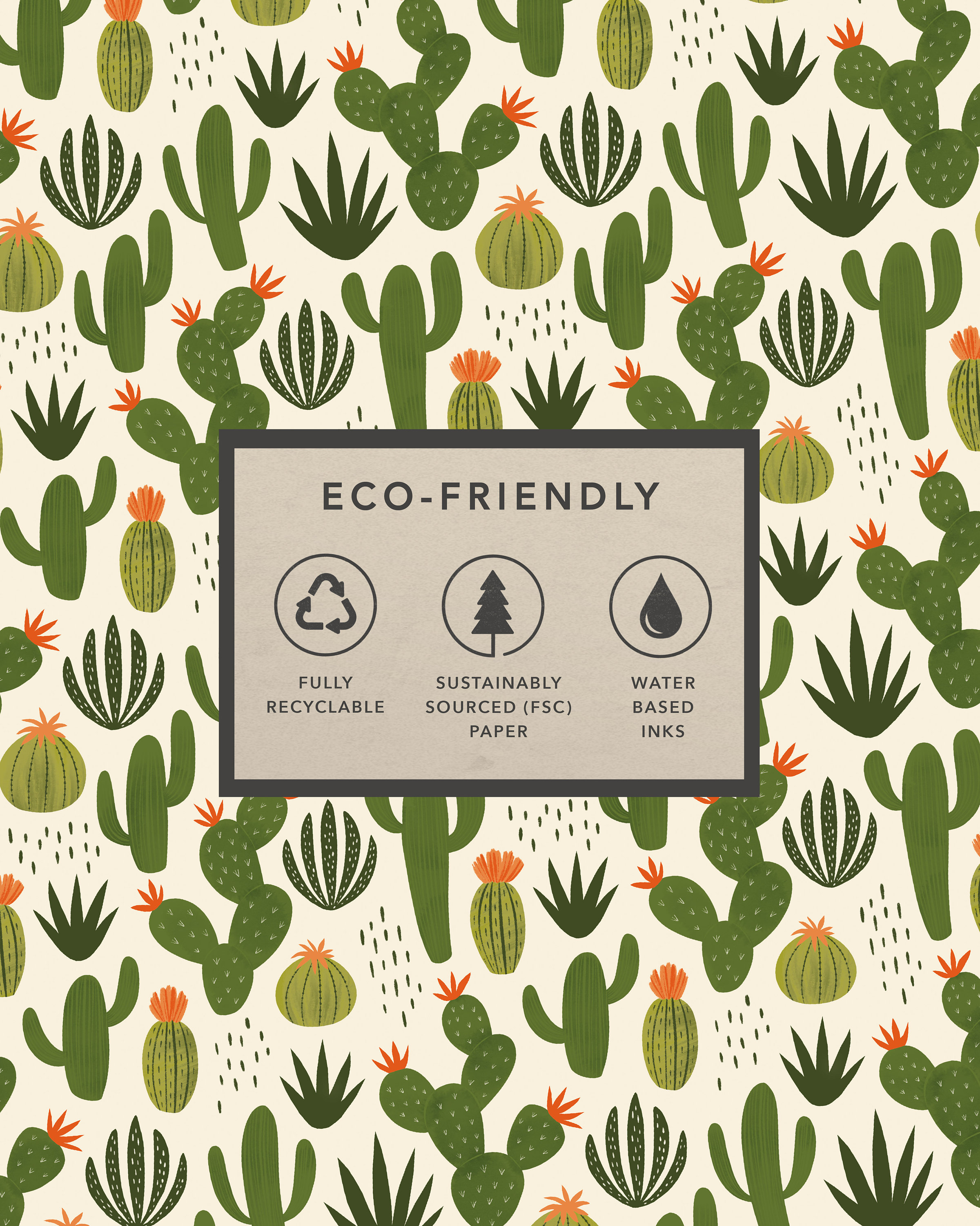 Cactus Plants Eco Gift Wrap Premium Eco Friendly Wrapping Paper ...