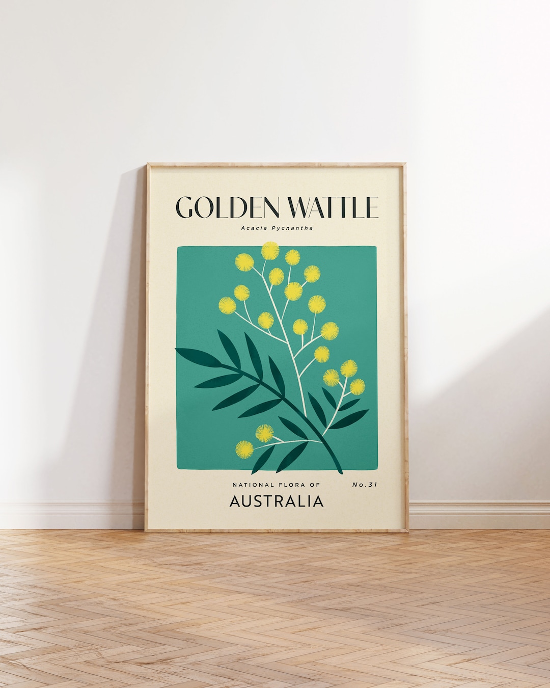 GOLDEN WATTLE Retro Art Print | Vintage Floral Home Décor | Boho Flower ...