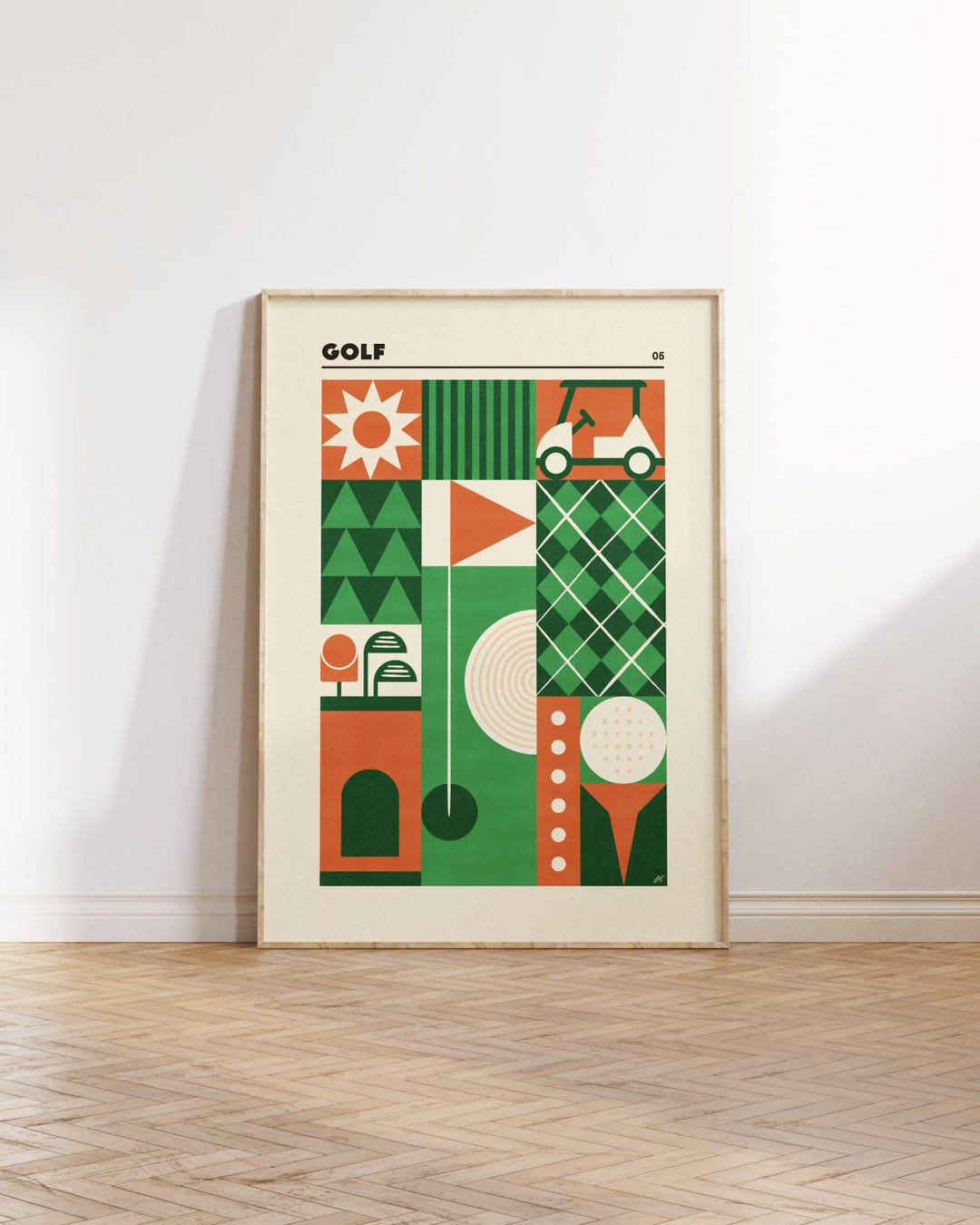 Golf Geometric Art Print | Mid Century Wall Art | Vintage Sport Poster ...