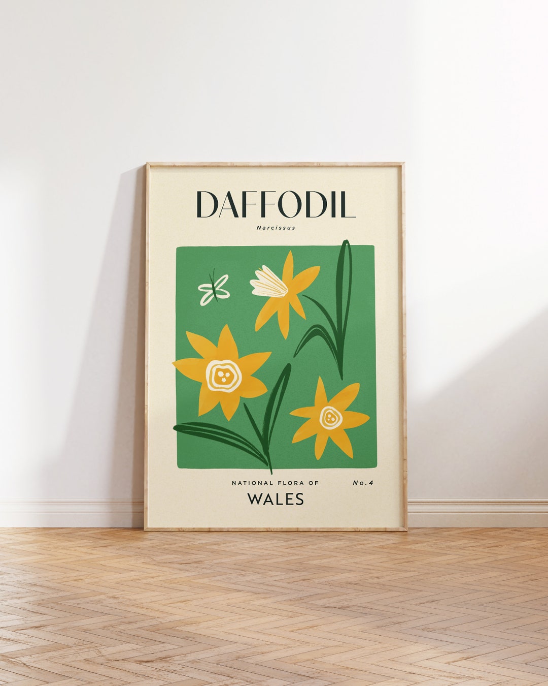 DAFFODIL Retro Art Print | Vintage Floral Home Décor | Boho Flower ...