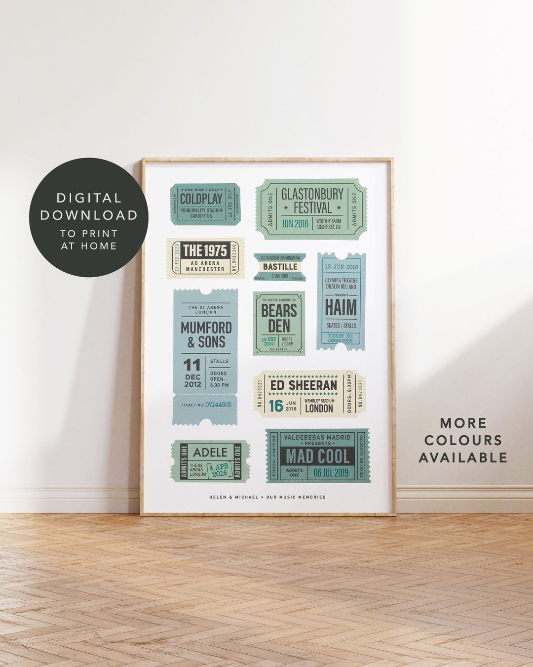 Digital Download | Personalised Retro Gig Ticket Print | Bespoke ...