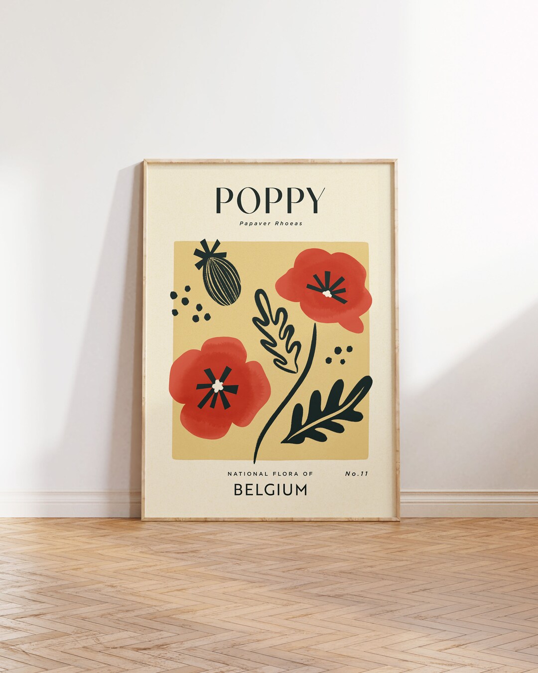 POPPY Retro Art Print | Vintage Floral Home Décor | Boho Flower Poster ...