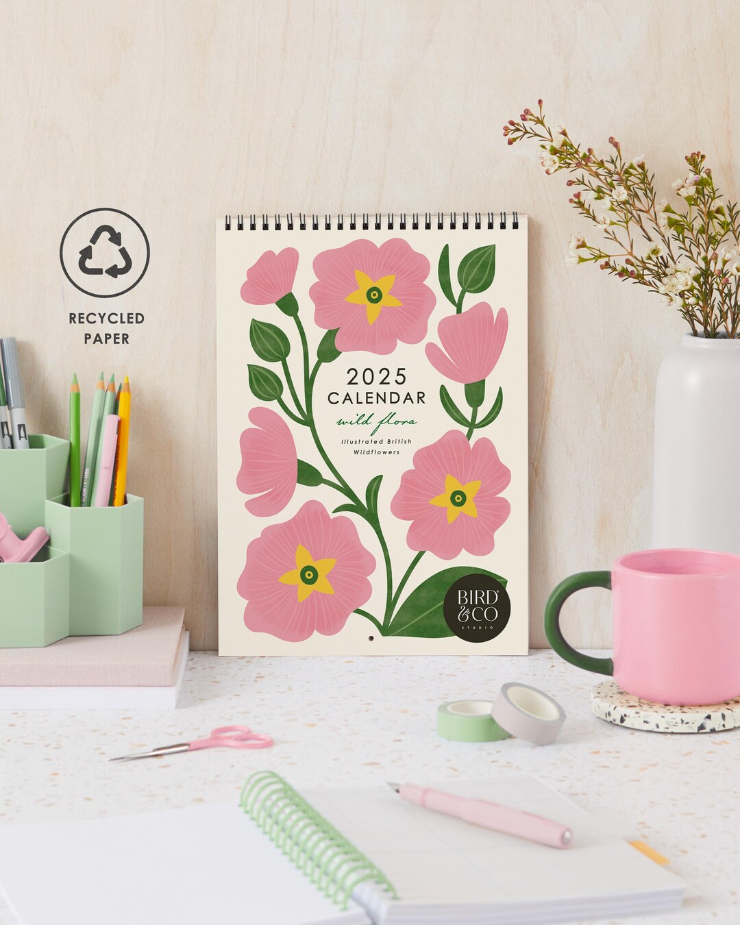 2025 Eco Friendly Wild Flower Wall Calendar, Mid Century Botanical ...