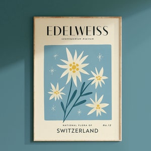 EDELWEISS Retro Art Print | Vintage Floral Home Décor | Boho Flower ...